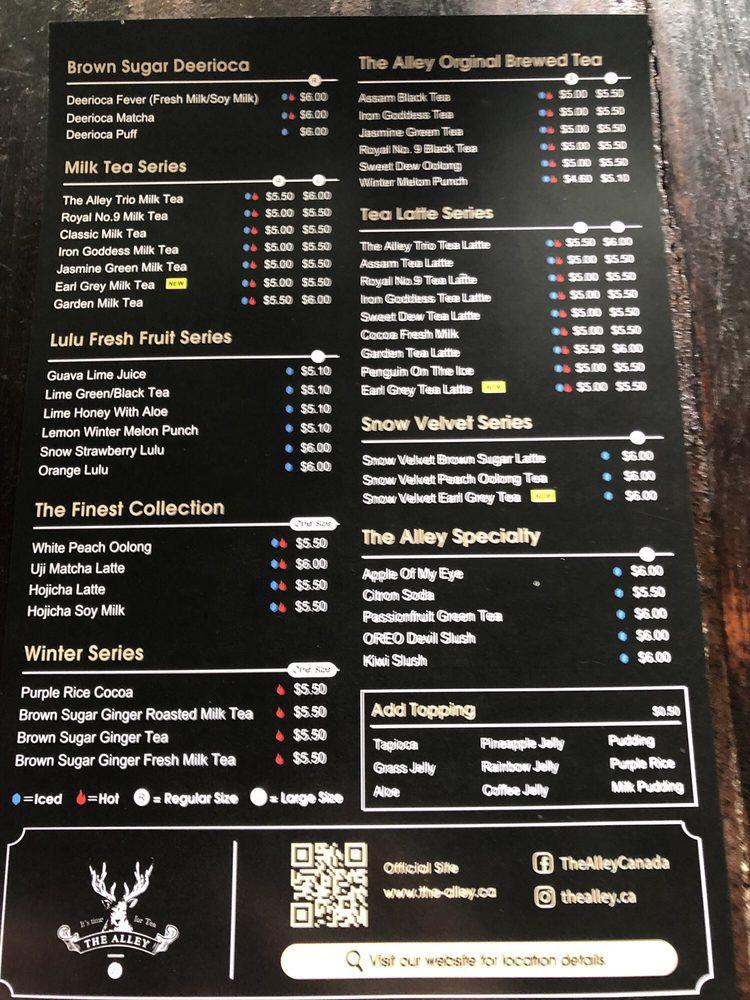 Menu au The Alley, Edmonton, Currents Drive NW