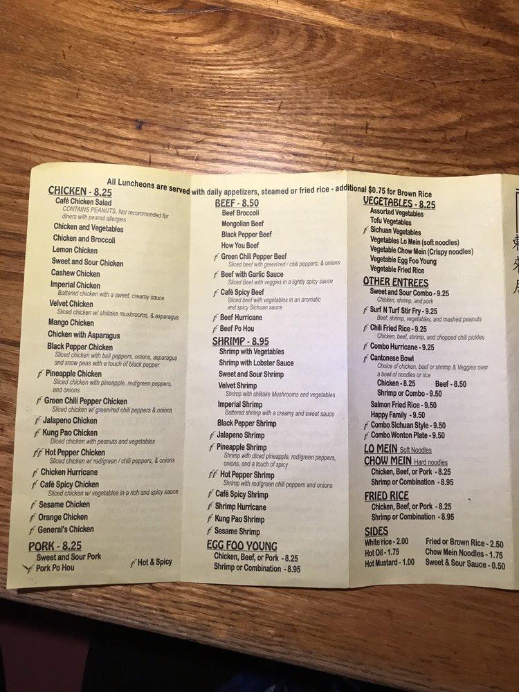 Menu at The East Cafe Chinese Restaurant, Aurora, E Mississippi Ave