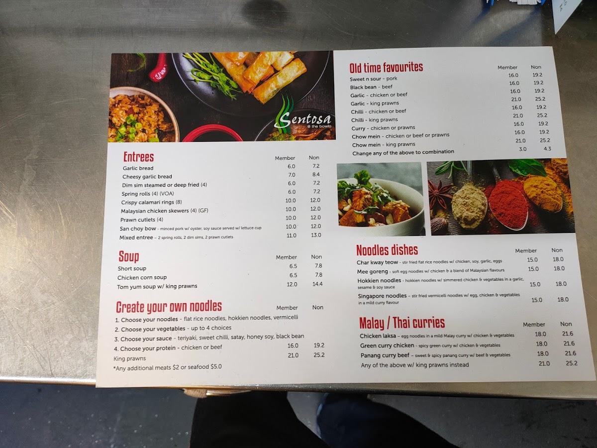 Menu at Wyong Bowling Club, Wyong