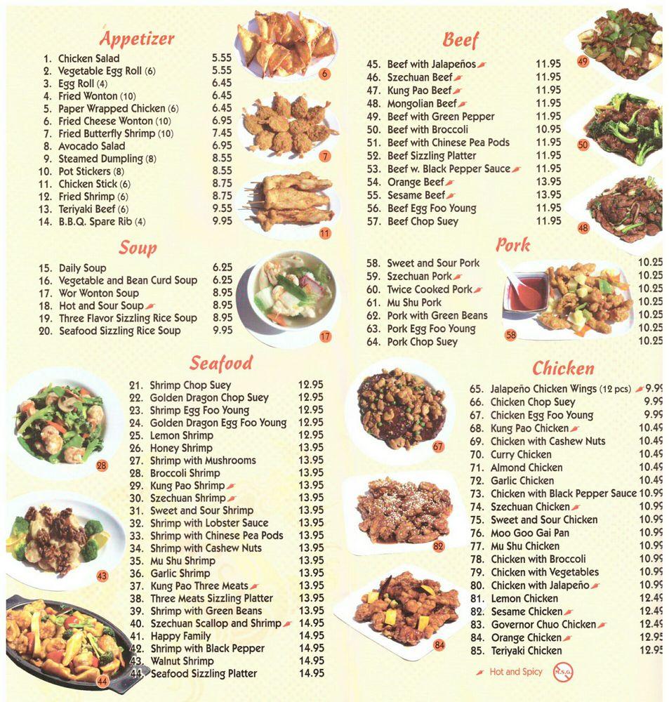 Menu at Golden Dragon restaurant, Ridgecrest