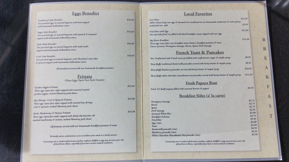 Menu at Kula Bistro restaurant, Kula