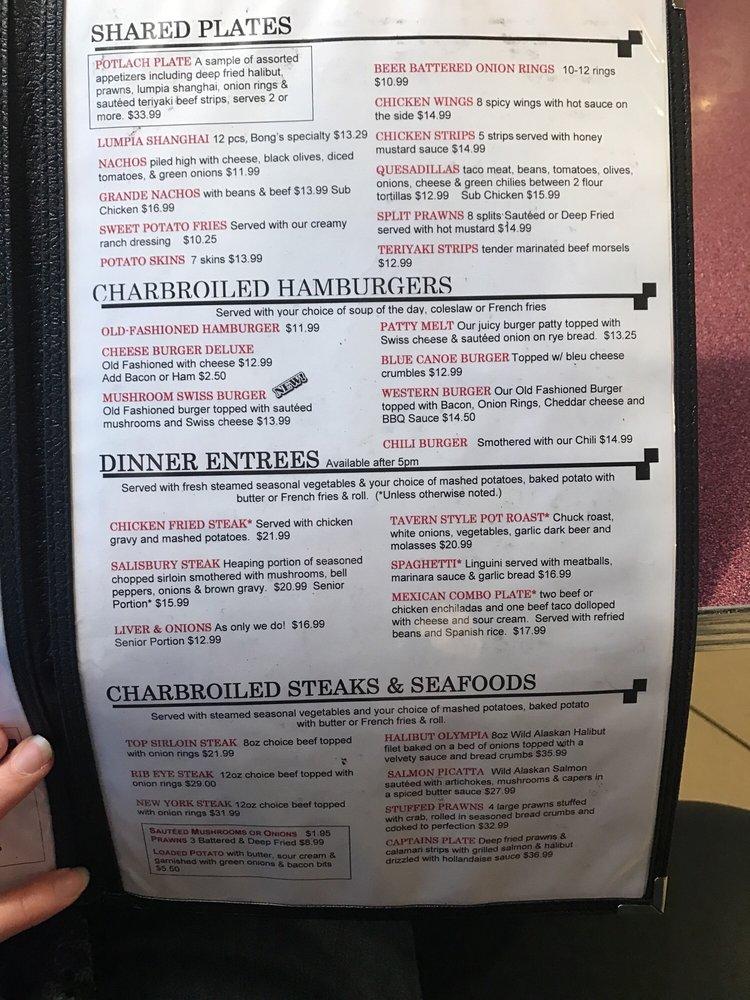 Menu at Landing Restaurant, Ketchikan