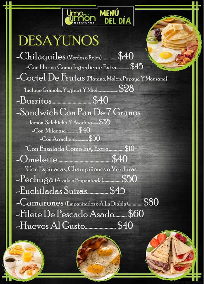 Carta del restaurante Lima limon Desayunos y Comidas, Tacámbaro del ...