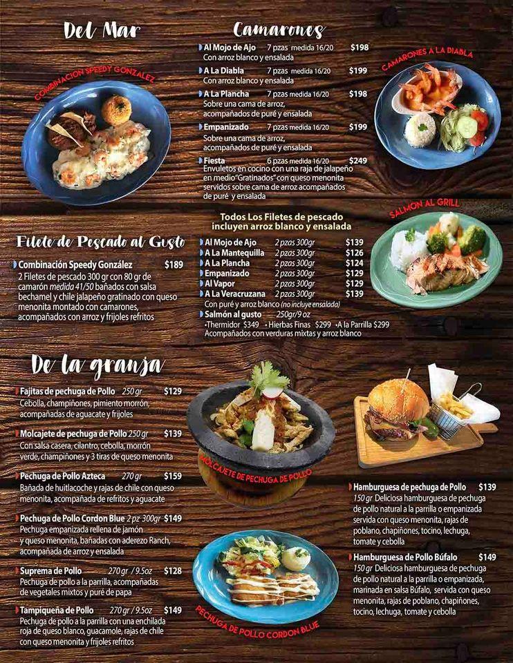Carta de Restaurant la Cabaña, Ciudad Juarez, Calle Puente Alto 10015