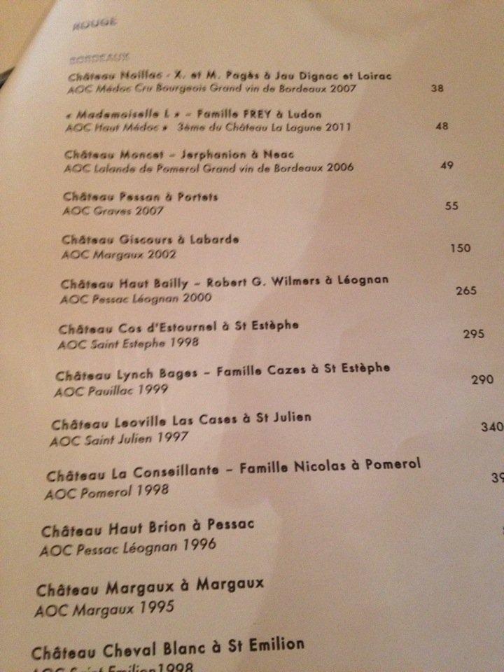 Menu at Chez Boris pub & bar, Paris