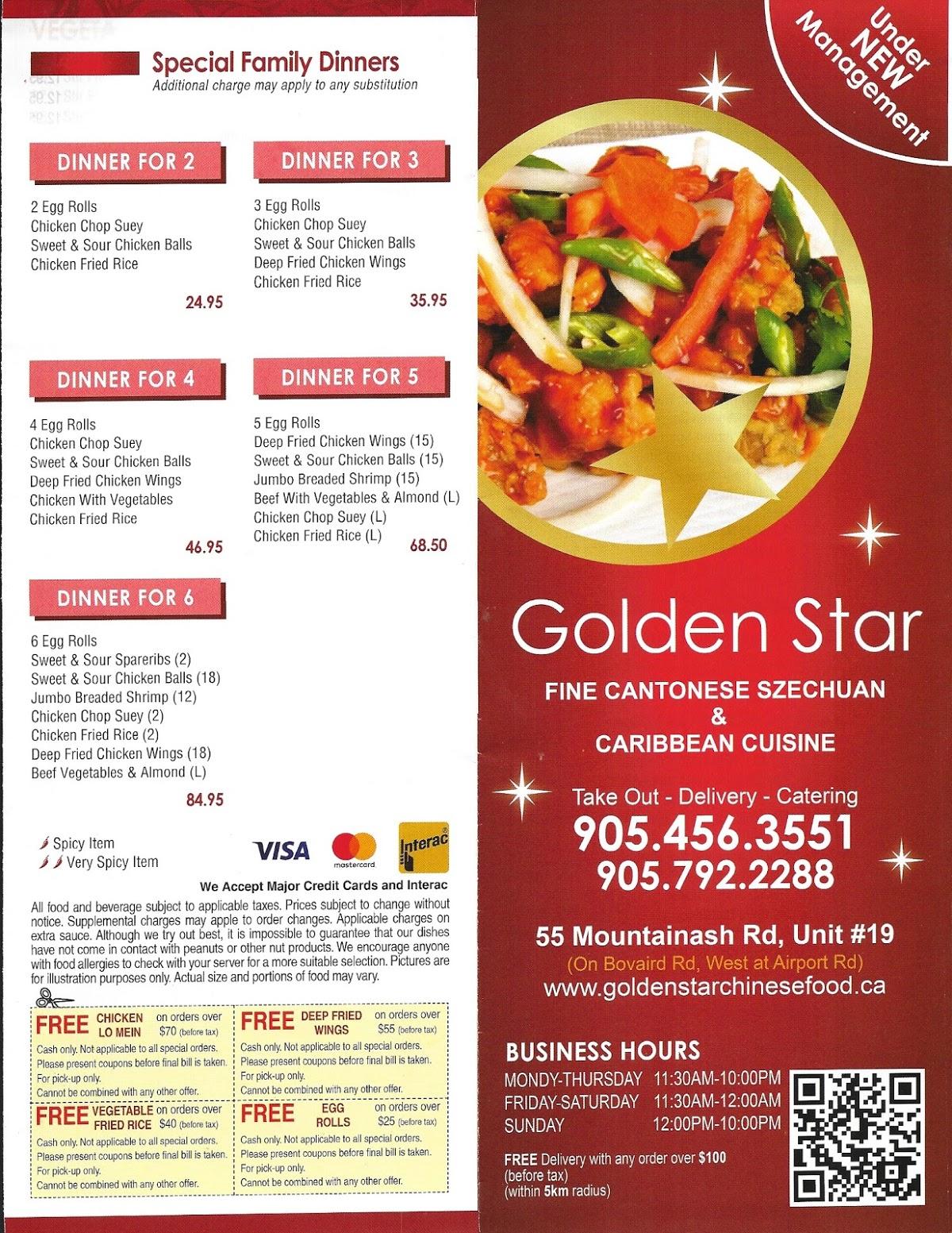Menu at Golden Star Chinese Food restaurant, Brampton, 55 Mountainash Rd