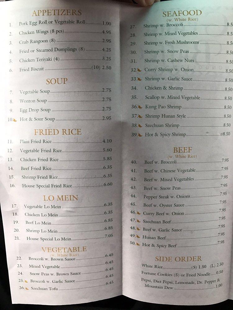 Menu at Grand Buffet restaurant, Evansville