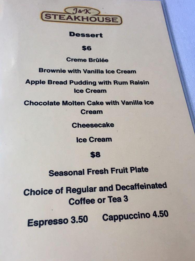 Menu at J&K Steakhouse, Morristown