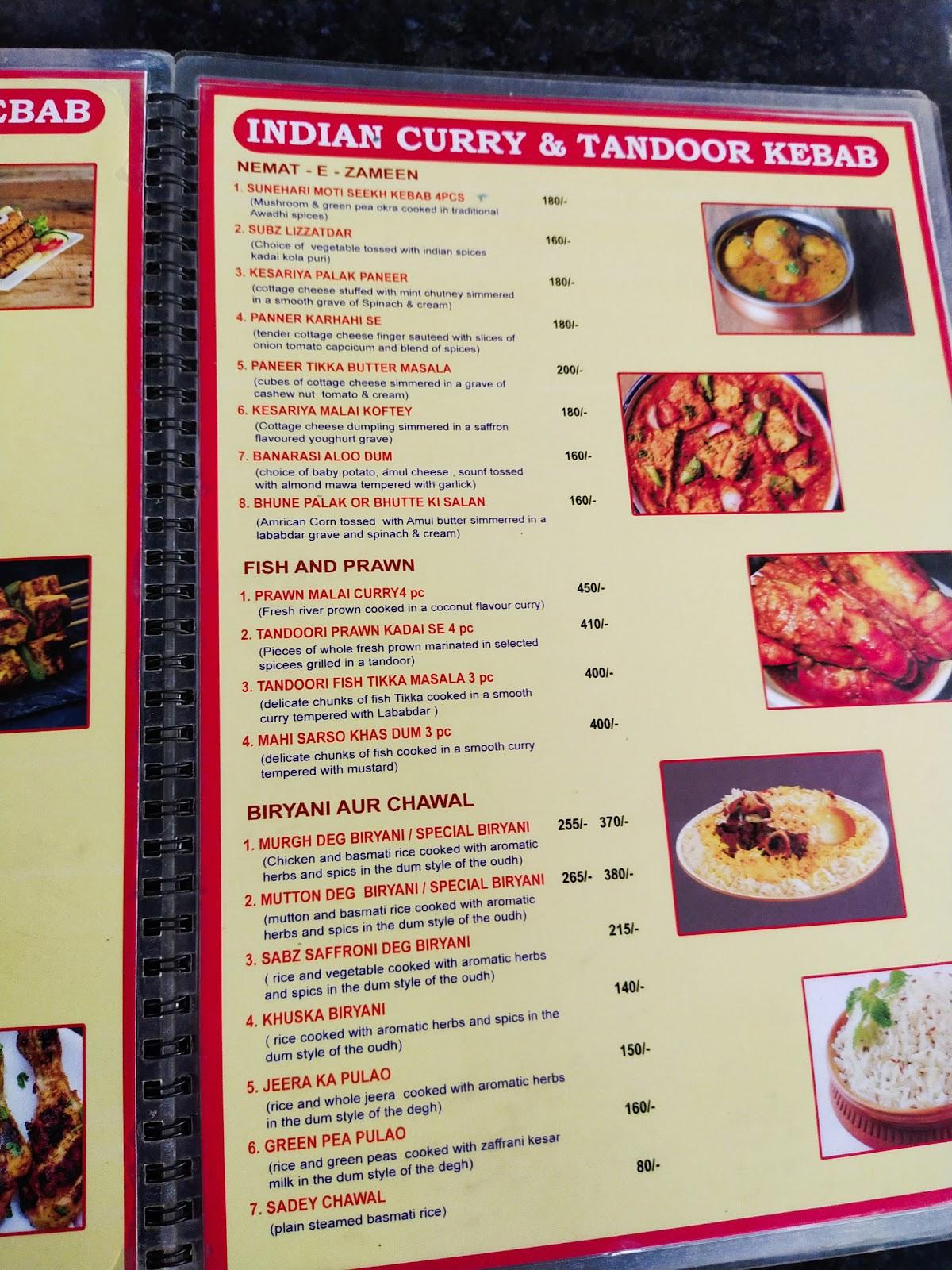 Menu at Keshariya Junction, Chinar Park, Kolkata