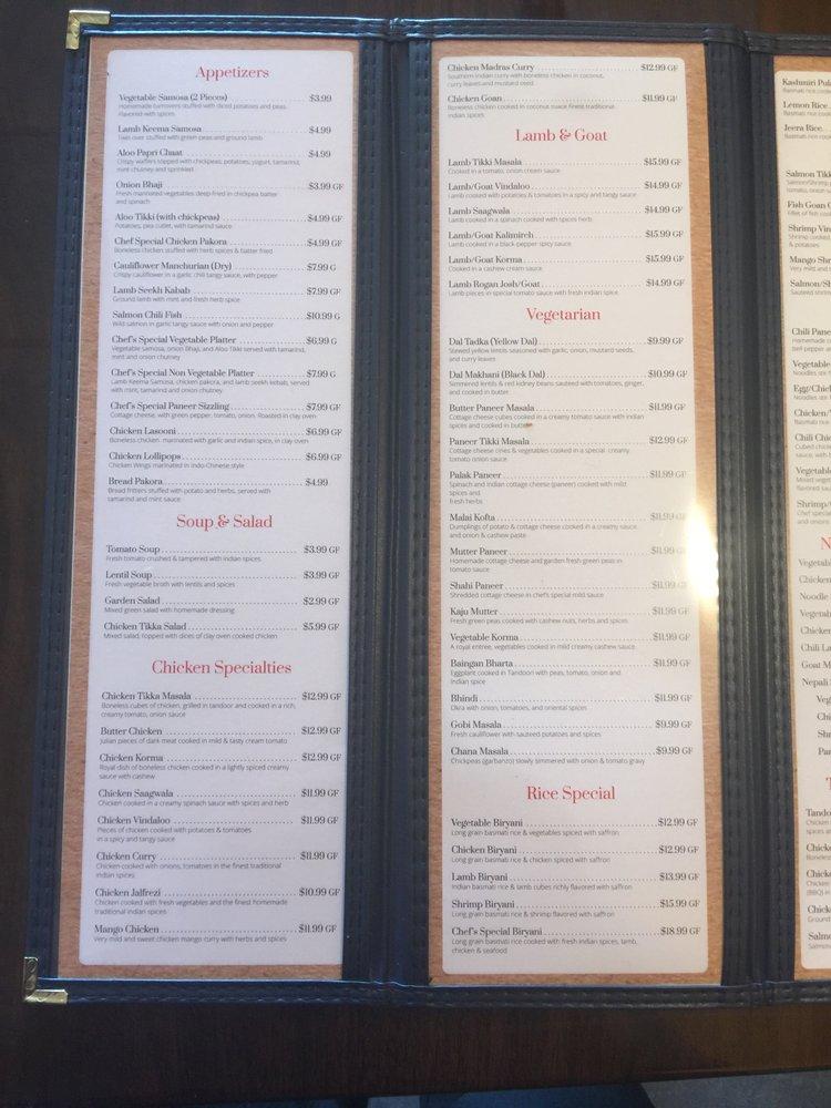 Menu at Namaste Indian Bistro restaurant, Warminster