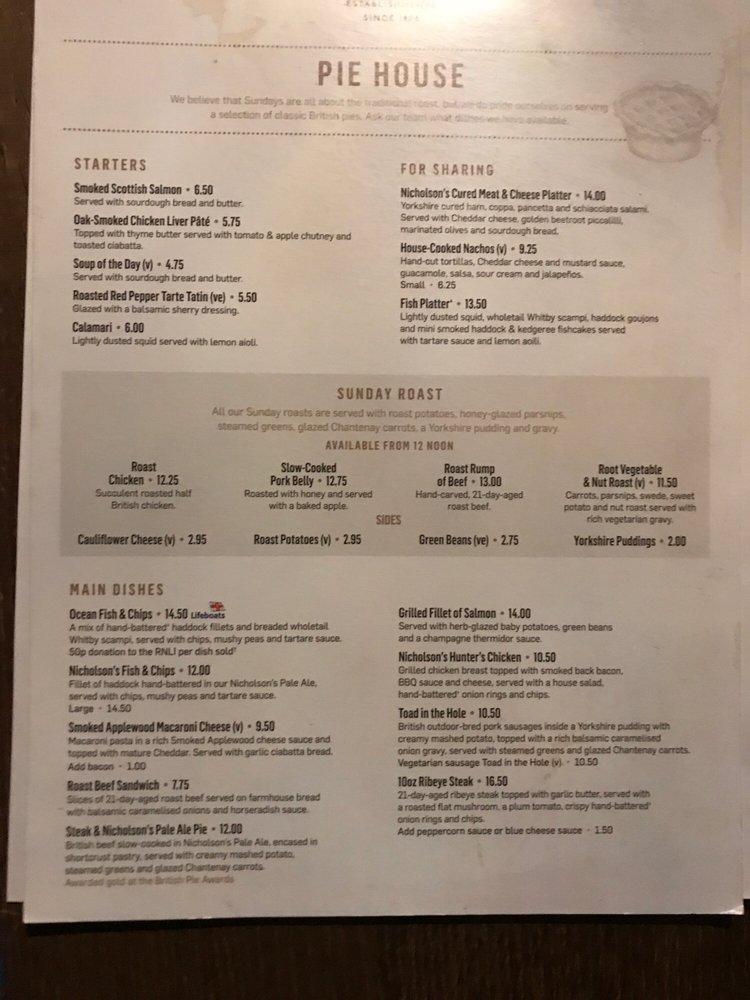 Menu at The Philharmonic Dining Rooms pub & bar, Liverpool