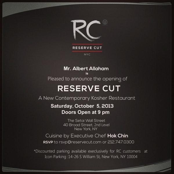 Menu at Reserve Cut steakhouse, New York City