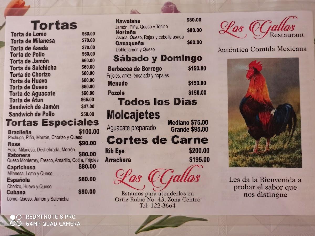 Carta de Restaurant Los Gallos, Tecate