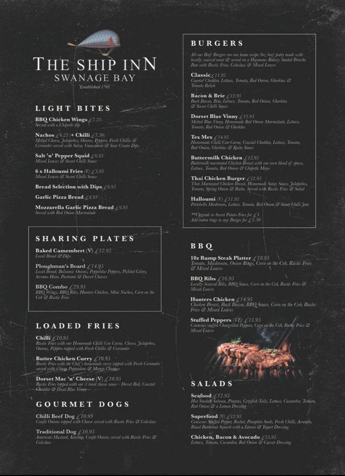 Menu at The Ship Inn pub & bar, Swanage, 23A High St