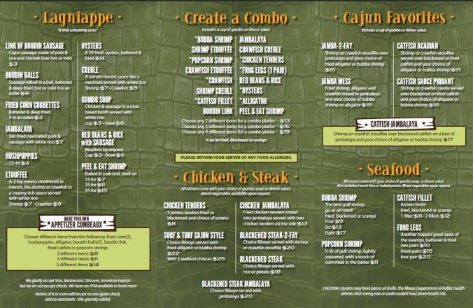 Menu at Cajun Connection restaurant, North Utica