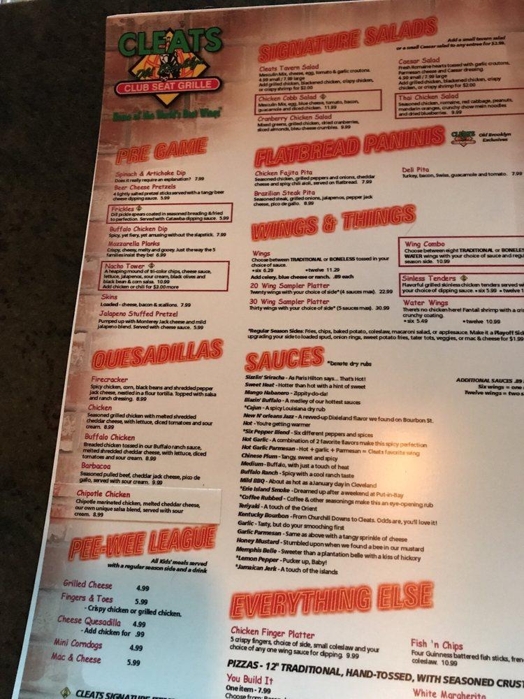 Menu at Cleats Club Seat Grille Old Brooklyn, Cleveland, Jennings Rd