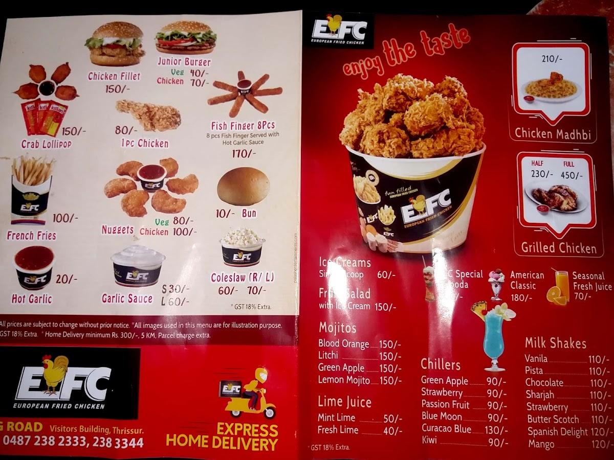 Menu at EFC, Thrissur, Parayil Ln