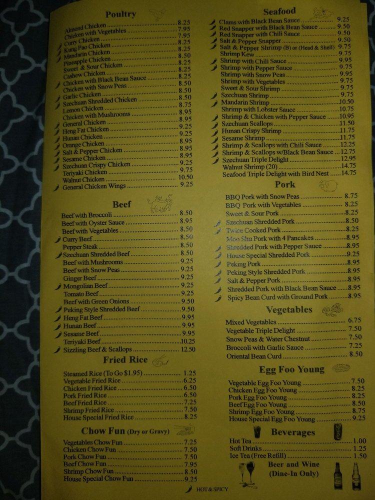 Menu at Heng Fat restaurant, Sacramento