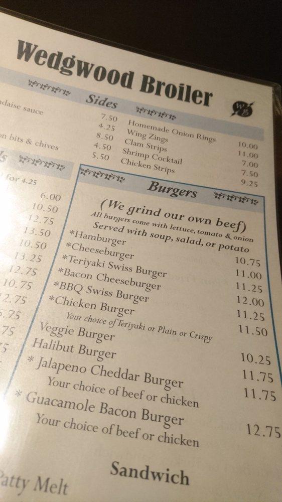Menu at Wedgwood Broiler steakhouse, Seattle