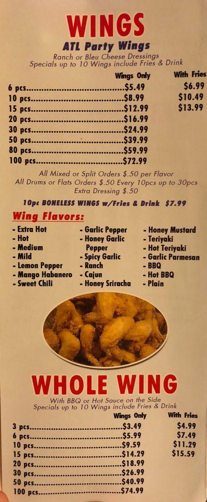Menu at Wing City restaurant, Chalmette