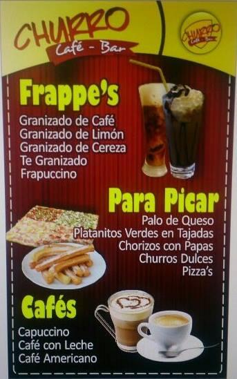 Menu at CHURRO CAFE BAR, Ocaña