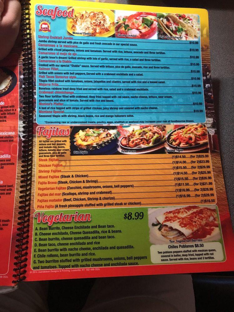 Menu at Fiesta Brava restaurant, Taylorsville