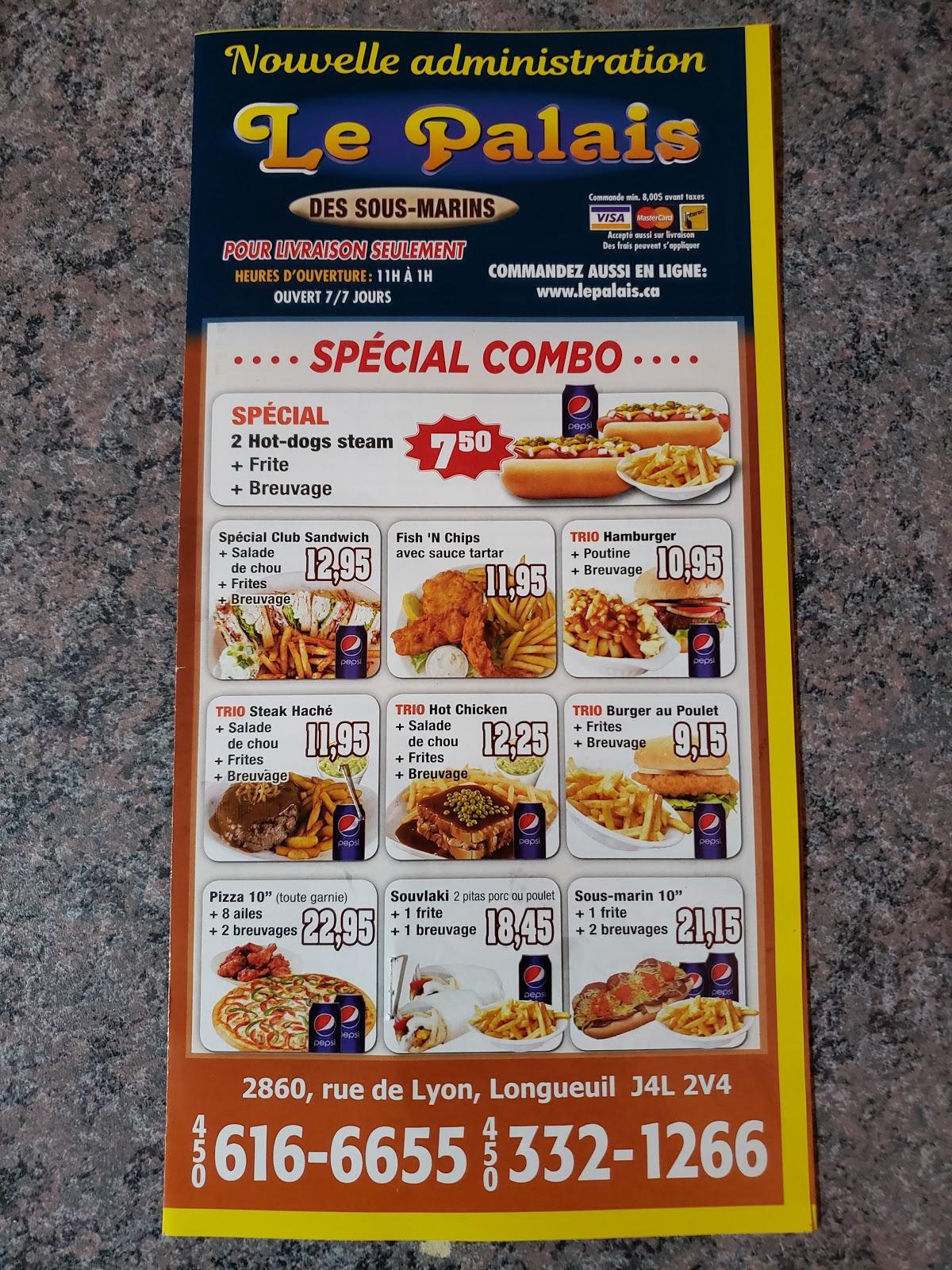 Menu at Le Palais pizzeria, Longueuil