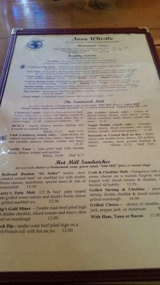 Menu at Old Mill Cafe, Carlsborg