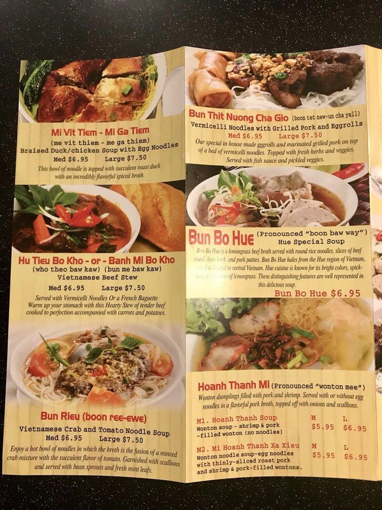 Menu at Pho Lotus restaurant, Wichita, S Seneca St