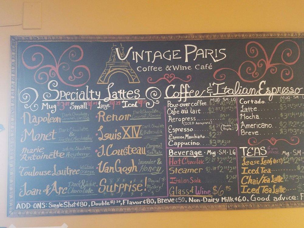 Menu at Vintage Paris pub & bar, Hollister, Historic Hwy 165
