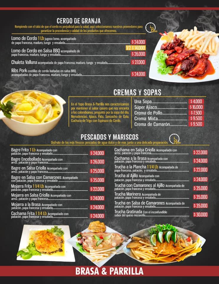 Carta de El Yopo Brasa Y Parrilla II, Yopal