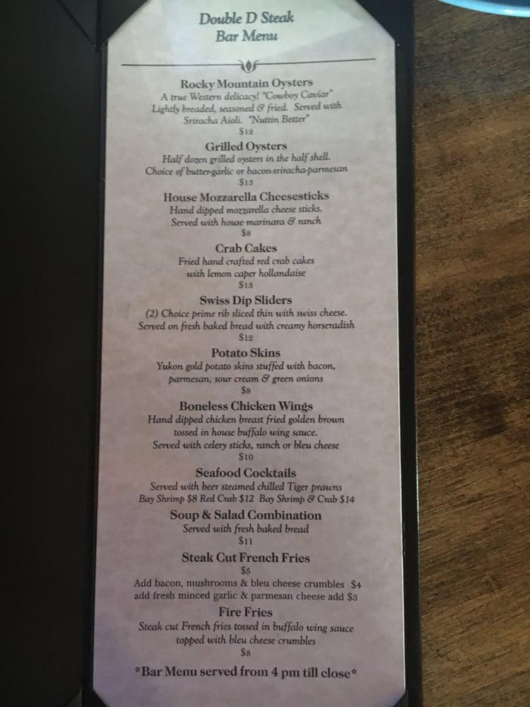 Menu at Double D Steak LLC steakhouse, Fortuna