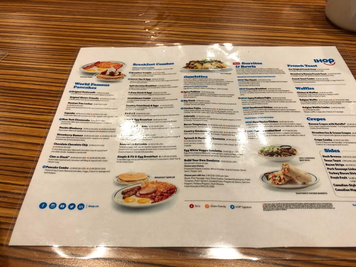 Carta de IHOP Restaurant - Wyndham Garden Niagara Falls Fallsview ...