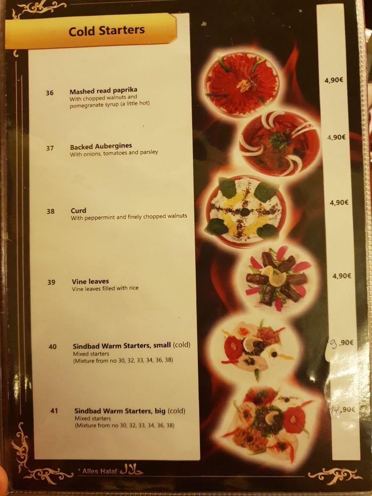Speisekarte von Sindbad fast Food, München, Schwanthalerstraße 2