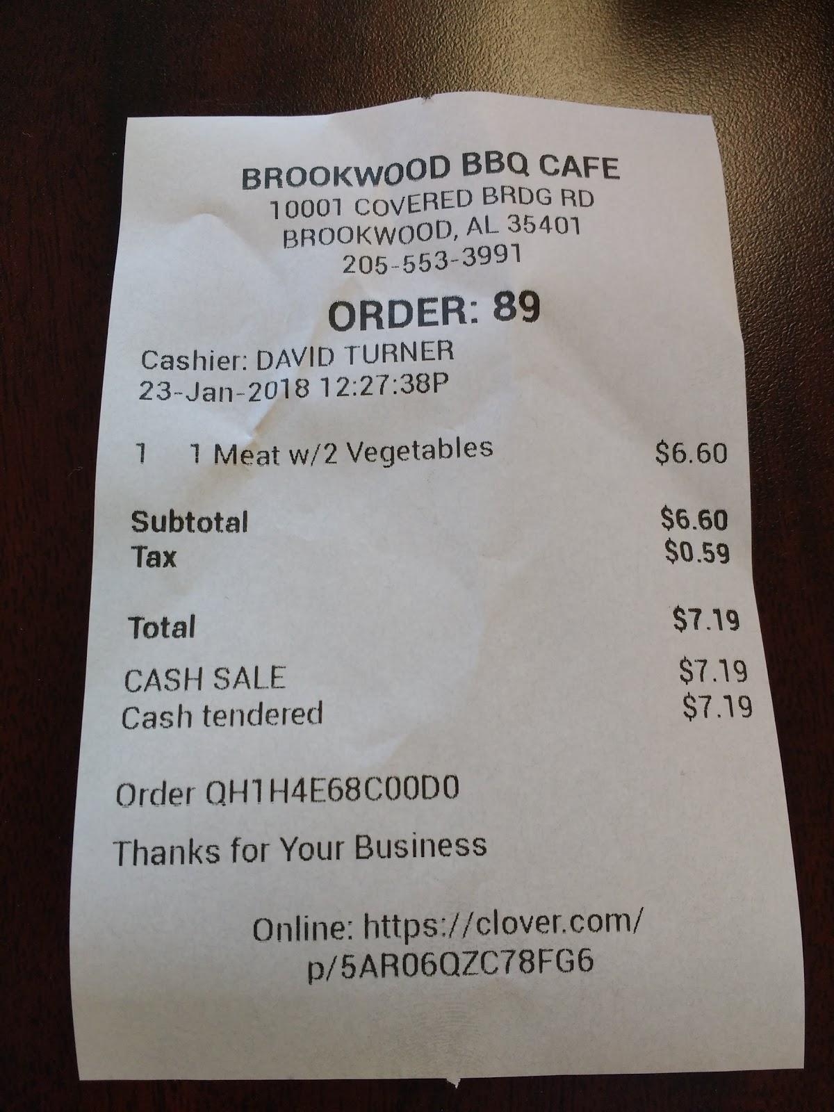 Menu at Brookwood BBQ Cafe, Brookwood