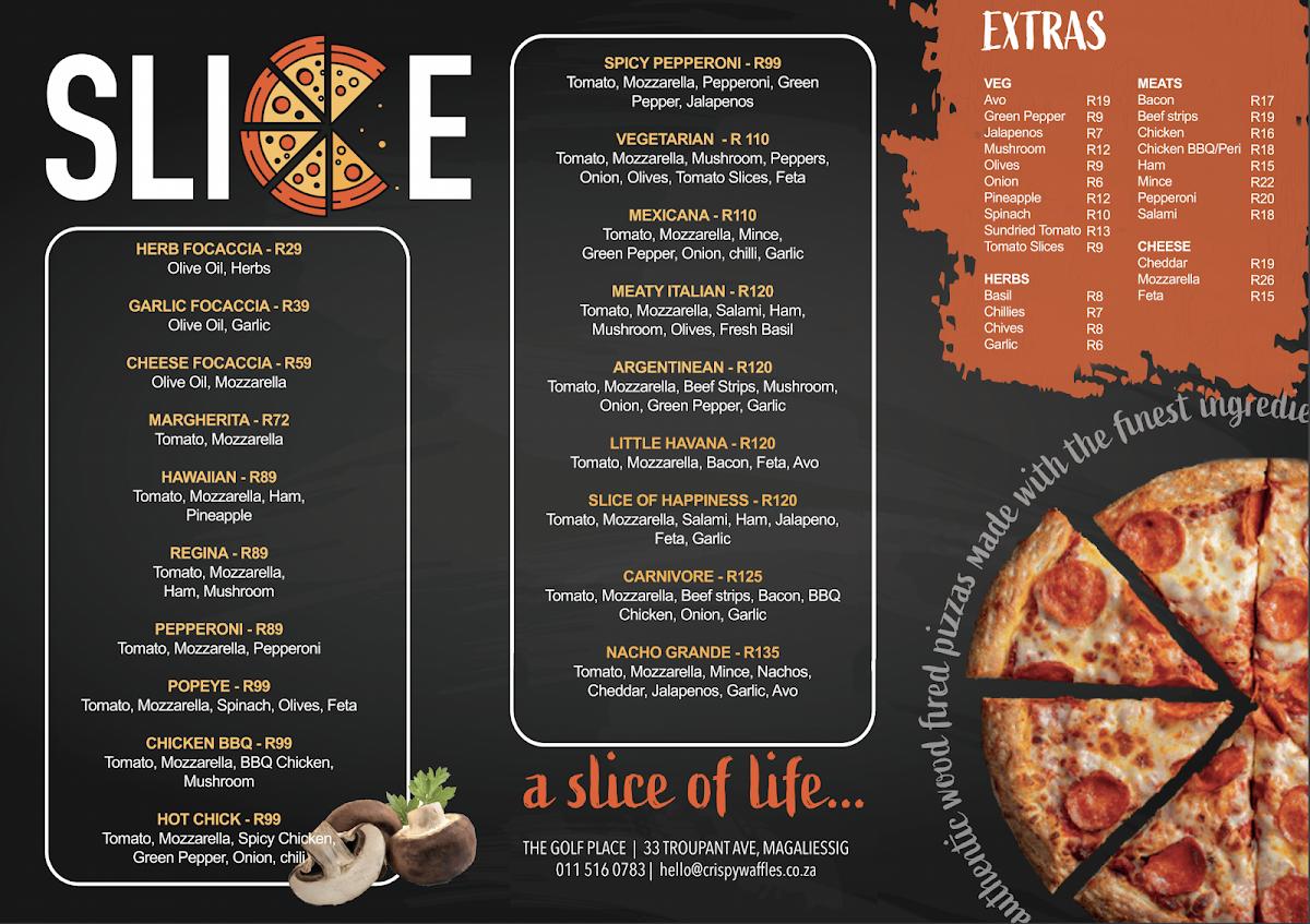 Menu at Crispy Waffles and Pizza restaurant, Randburg