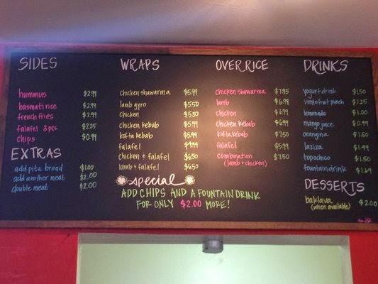 Menu at Halal Bros restaurant, Austin, Guadalupe St