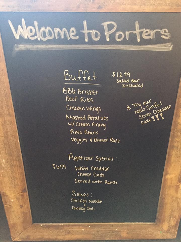 Menu at Porter's Restaurant and Smokehouse, Farmington
