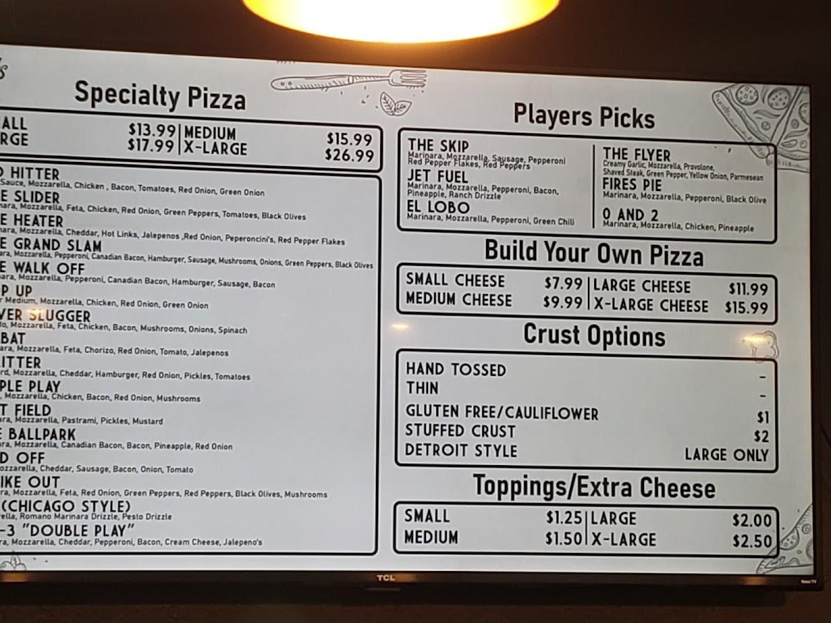Carta de pizzería Rounders Pizza Co, Yukon