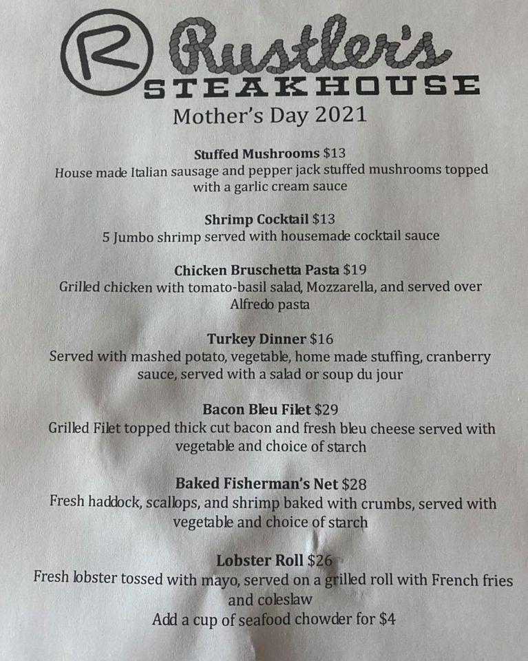 Menu at Rustlers Steak House steakhouse, Windham