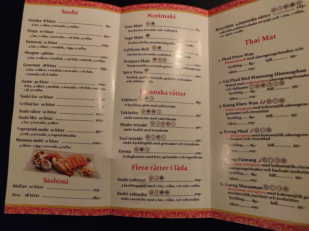 Menu at SG Sushi & thai restaurant, Sollentuna