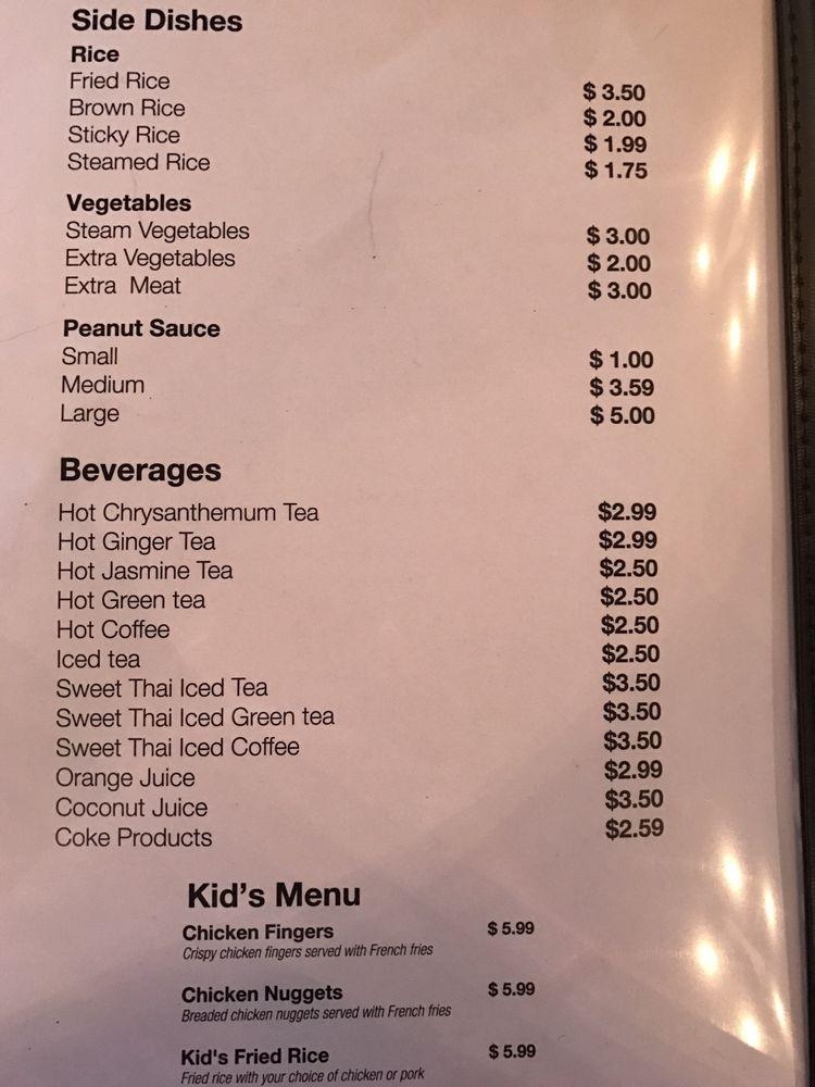 Menu at Thai Select Restaurant, Zionsville