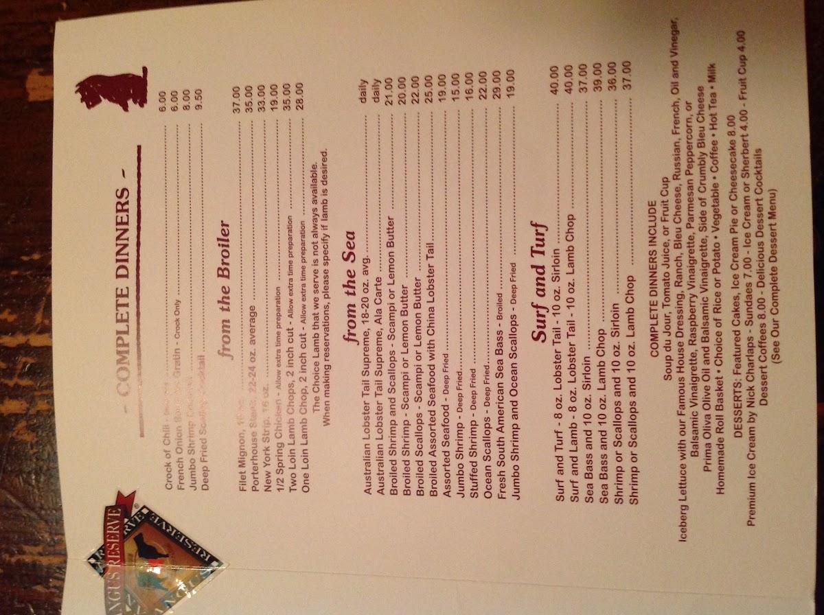 Menu at The Dog Bar, West Falls