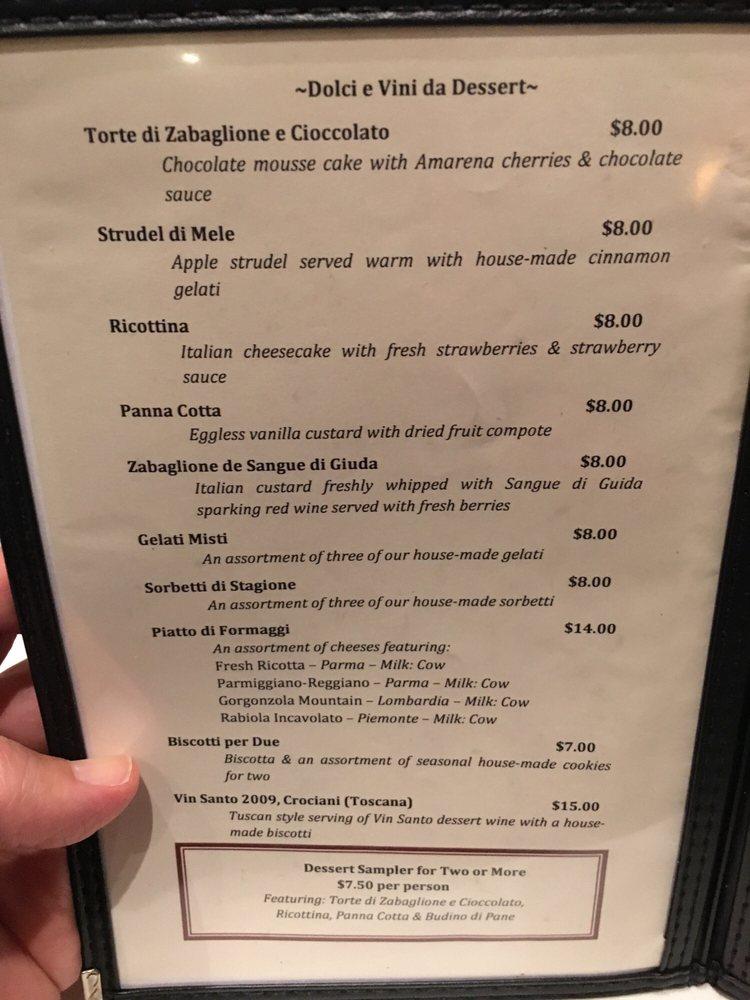 Menu at Becco restaurant, West New York