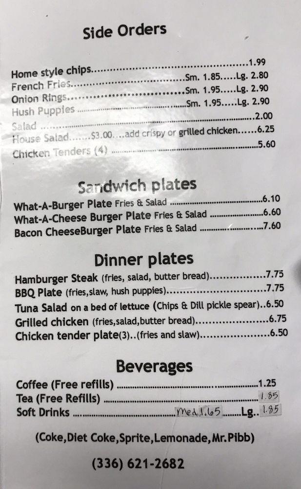 Menu at Church Street Cafe (Whataburger), Greensboro