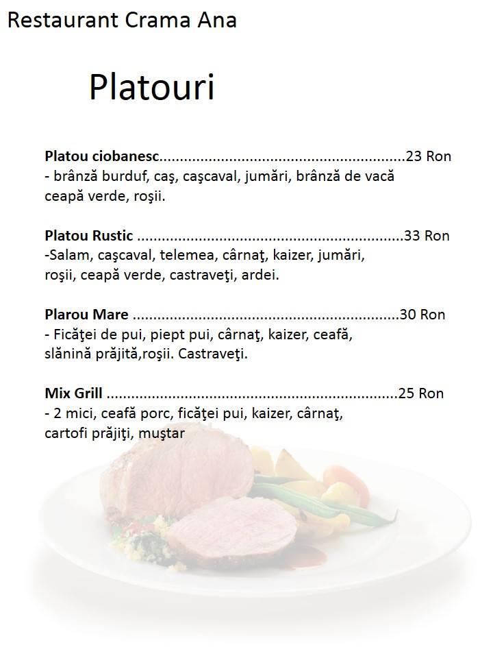 Menu at Crama Ana, Cluj-Napoca