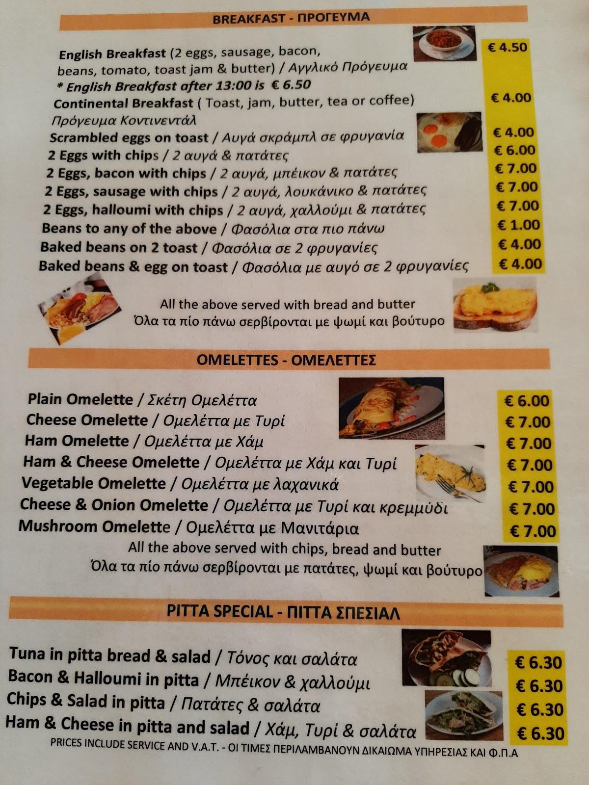 Menu at Friendship Bar And Cafe, Paphos
