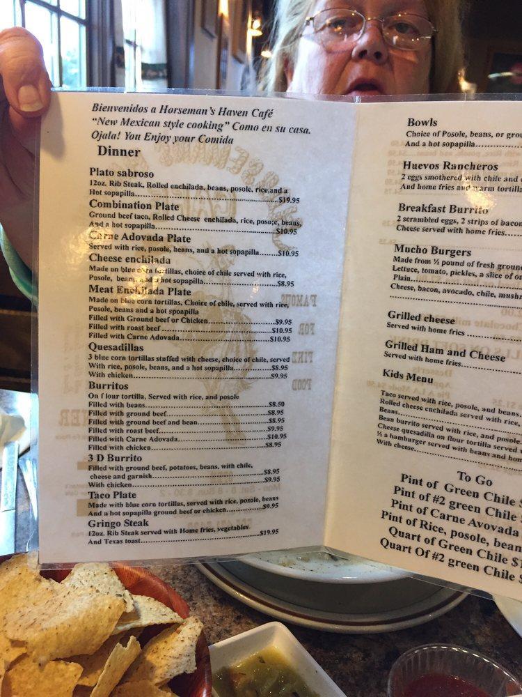 Menu at Horseman's Haven Cafe, Santa Fe