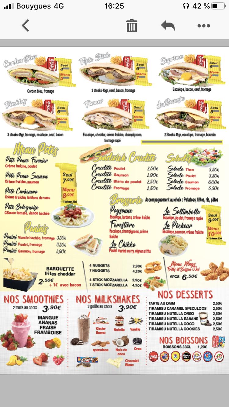 Menu at My Food restaurant, Aubervilliers