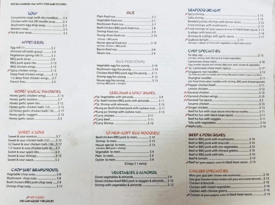 Menu at Noble Garden restaurant, Nobleton, ON-27 Unit 5